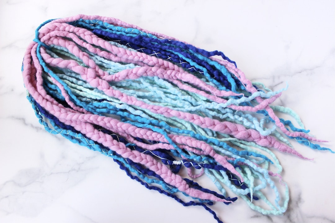 Purple Blue Wool Dreadlocks Wavy Merino Short Medium Long Fairy Elf ...