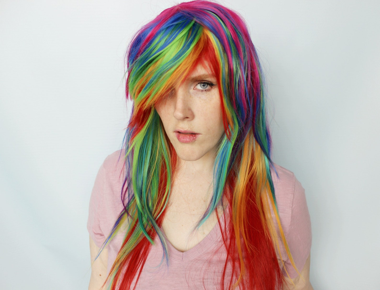 Rainbow Wig Long Multicolor Wig Straight Scene Wig Rainbow - Etsy