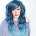 Long Blue Wig, Wavy Blue Wig, Blue Scene Emo Wig, Halloween Wig, Blue ...