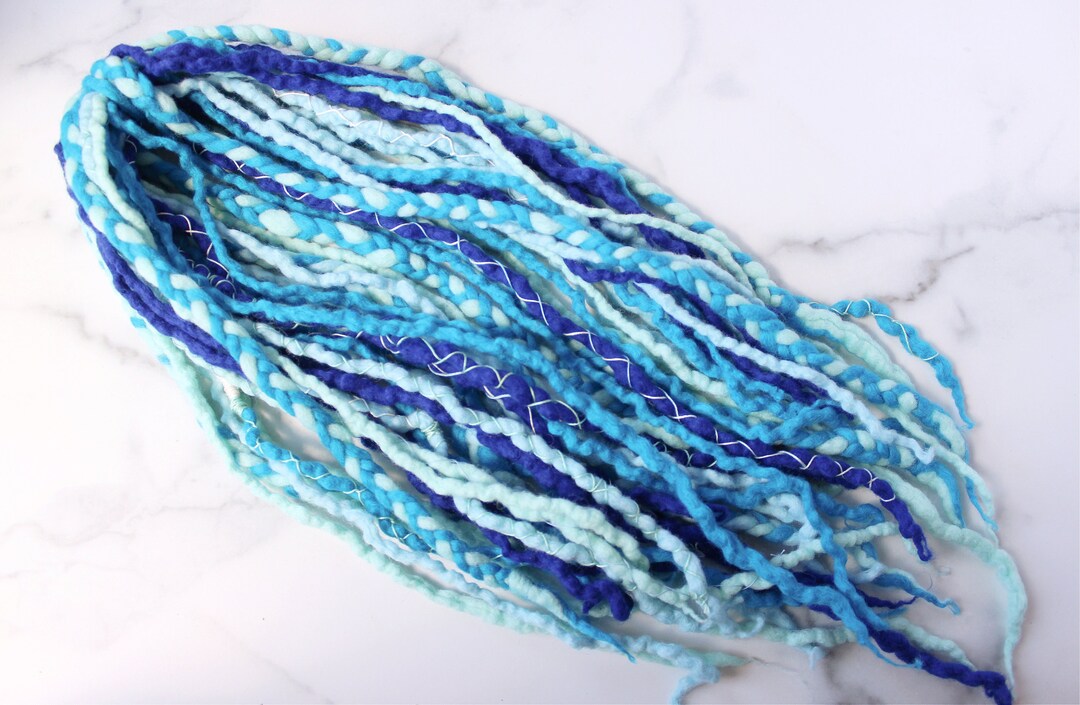 Blue Wool Dreadlocks Short Medium Long Merino Wavy Fairy Elf Locs DE ...