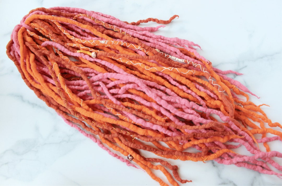 Orange Pink Wool Dreads · Short Medium Long Wavy Merino Fairy Elf Locs ...