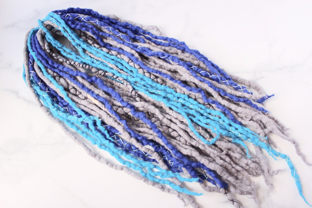 Gray Blue Wool Dreadlocks · Short Medium Long Wavy Merino Fairy Elf ...