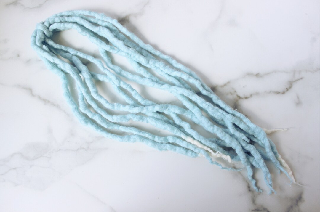 Blue White Wool Dreadlocks Accents· 18"-20" Long Wavy Thick Merino ...