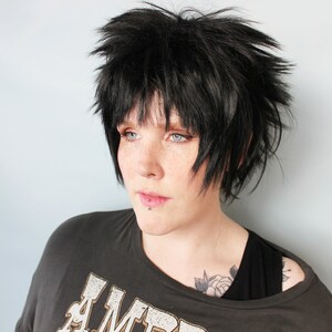 Short Black Wig · Emo Goth Unisex Hair Piece - Men's Women's Spiky ...