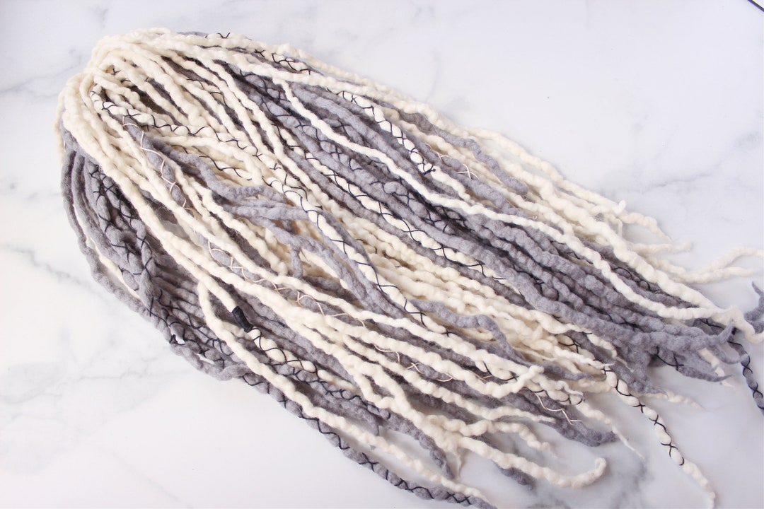 Gray White Wool Dreadlocks · Short Medium Long Wavy Merino Fairy Elf ...