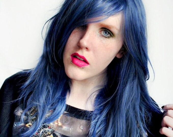 Blue Wig, Scene Wig, Cosplay Wig // Blue Gray Grey Long Hair // Natural ...