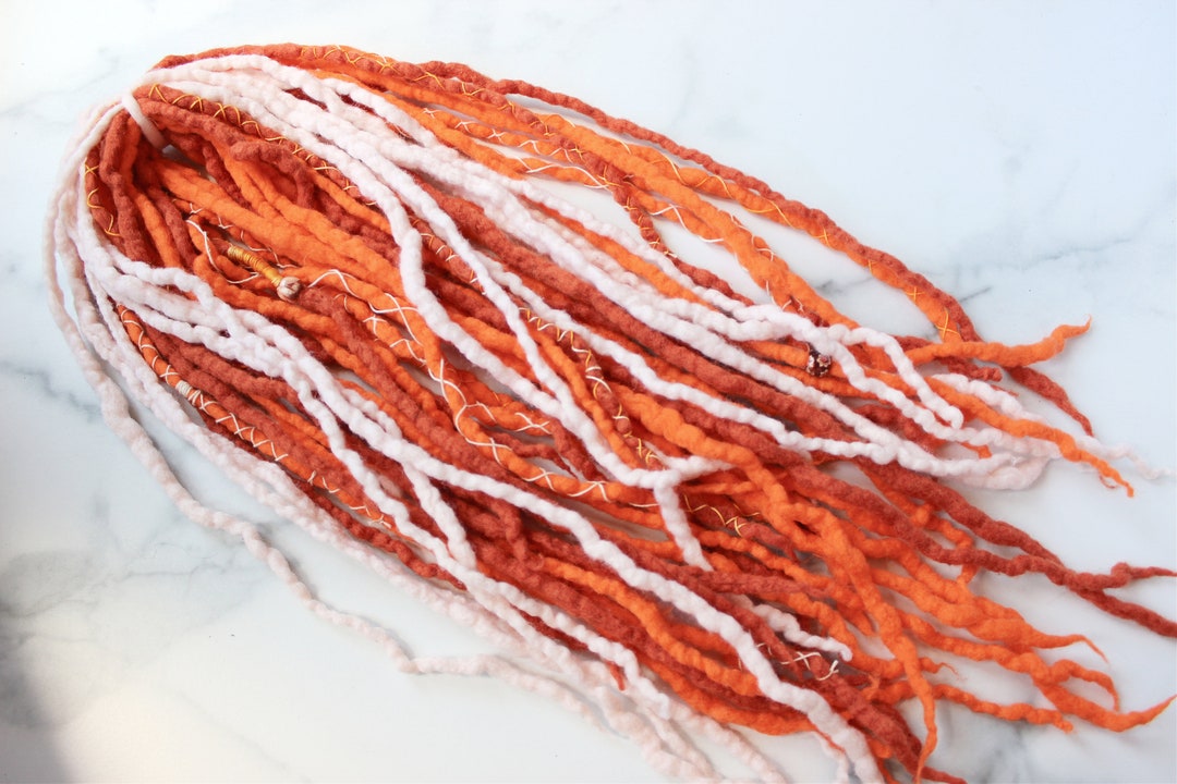Orange Pink Wool Dreadlocks Short Medium Long Wavy Merino Fairy Elf ...
