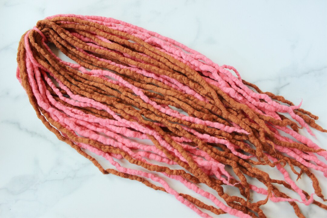 Ginger Pink Wool Dreadlocks Short Medium Long Wavy Merino Fairy Elf ...