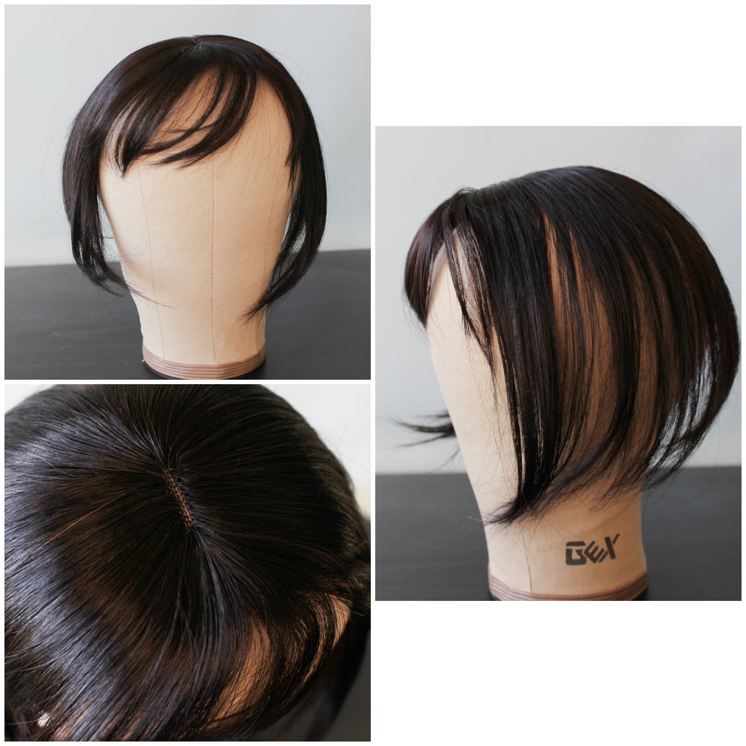 Dark Brown Black Topper Human Hair Topper for Hair Loss Clip on Hair - Etsy