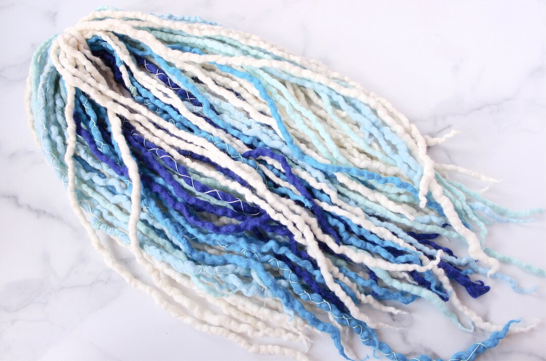 Wool Dreadlocks · Blue White Short Medium Long Wavy Merino Fairy Elf ...