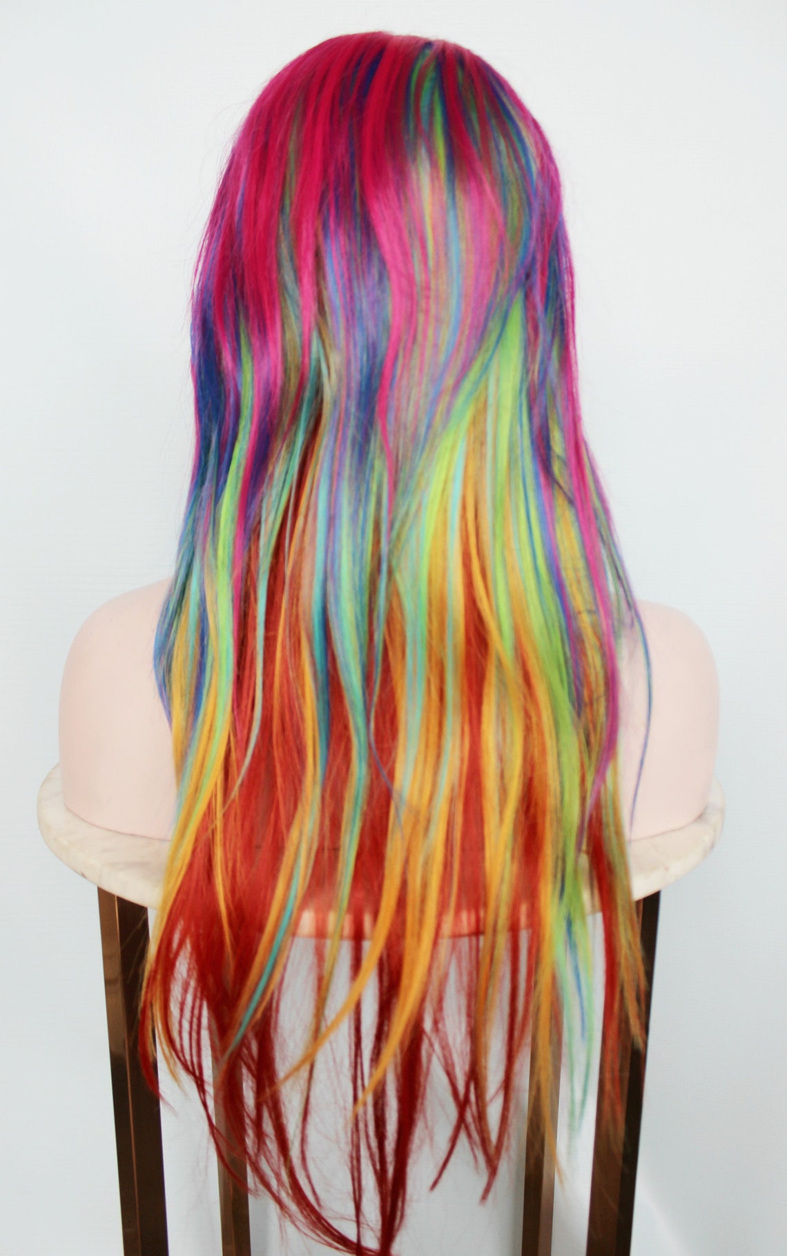 Rainbow Wig Long Multicolor Wig Straight Scene Wig Rainbow - Etsy