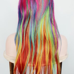 Rainbow Wig, Long Multicolor Wig, Straight Scene Wig, Rainbow Hair ...
