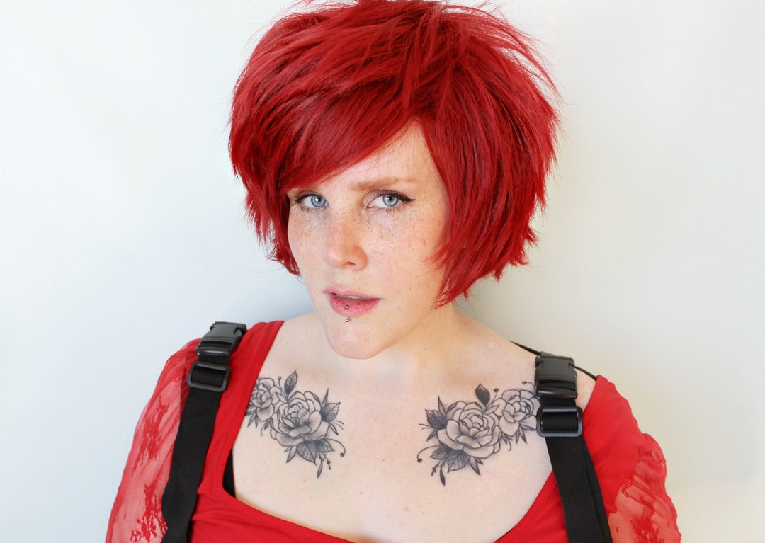 Short Red Wig, Straight Red Wig, Emo Wig -- Celestial Blaze - Etsy