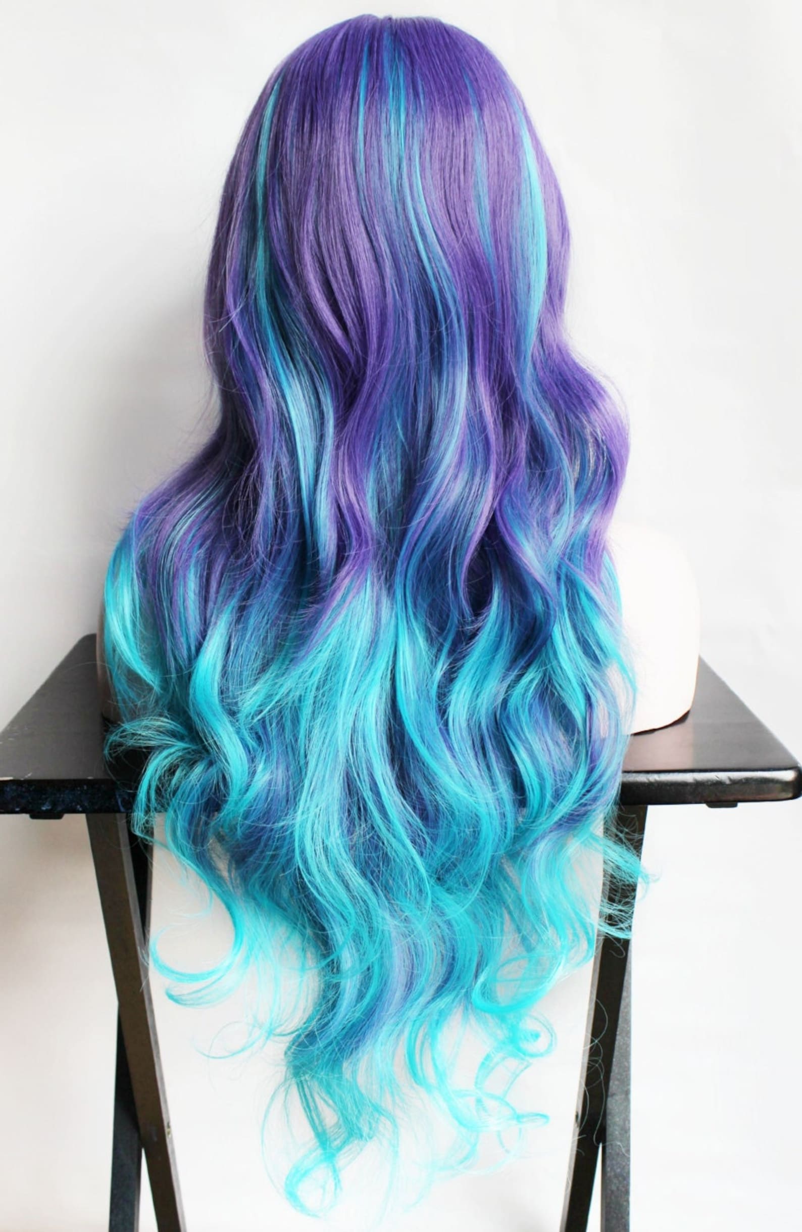 Curly Purple Wig Cosplay Wig Mermaid Hair Curly Gradient - Etsy