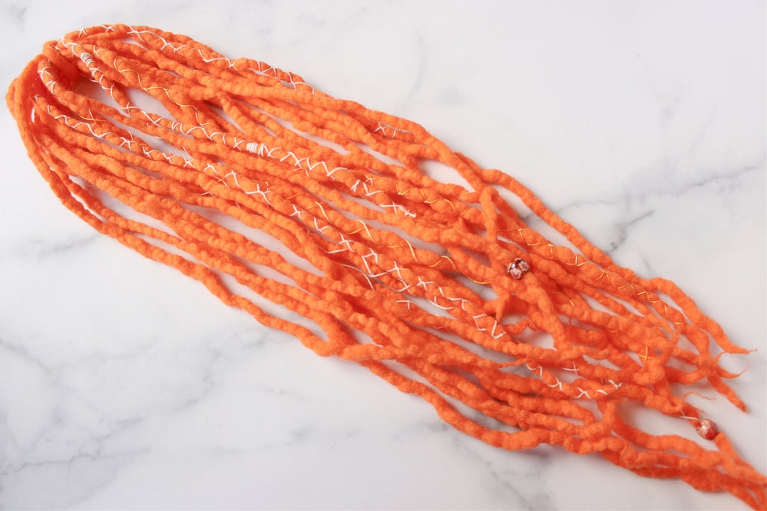 Orange Merino Wool Dreadlocks Short Medium Long Wavy Fairy Elf Locs DE ...