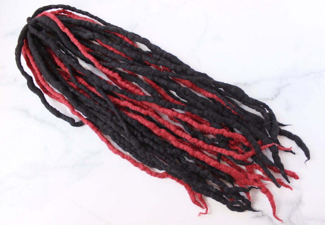 Black Red Wool Dreadlocks · Short Medium Long Wavy Merino Fairy Elf ...