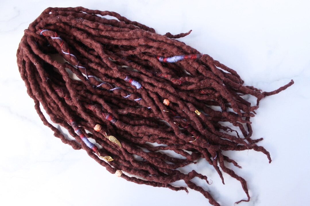 Reddish Brown Auburn Wool Dreadlocks · 17" Long Wavy Thick Merino Fairy ...