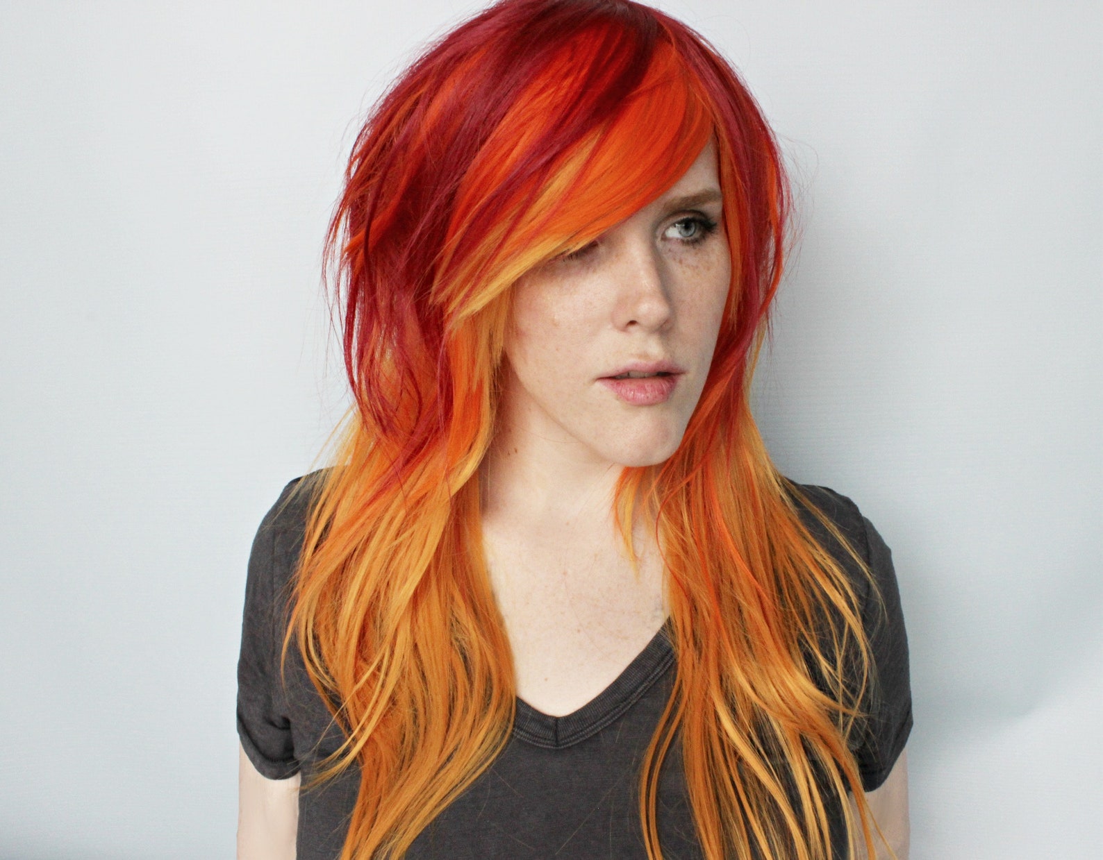 Red Scene Wig Scene Emo Wig Long Straight Red Wig Orange - Etsy