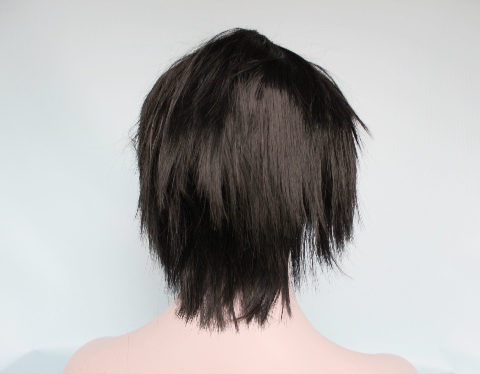 Short Black Wig Emo Wig Straight Black Wig Unisex Wig Mens - Etsy