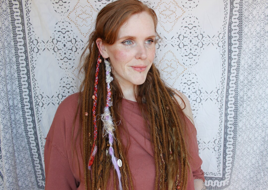 Clip in Dreadlock Hair Extension Wrap Purple, Synthetic Boho Braided ...