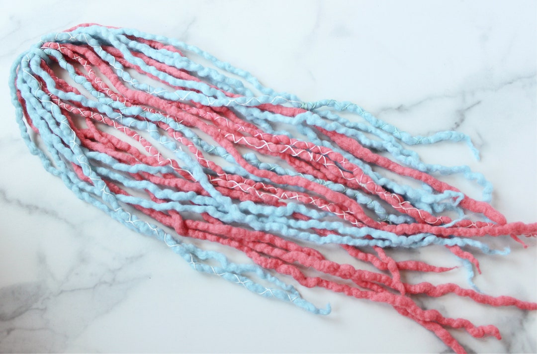 Blue Pink Wool Dreadlocks · Pastel Short Medium Long Wavy Merino Fairy ...