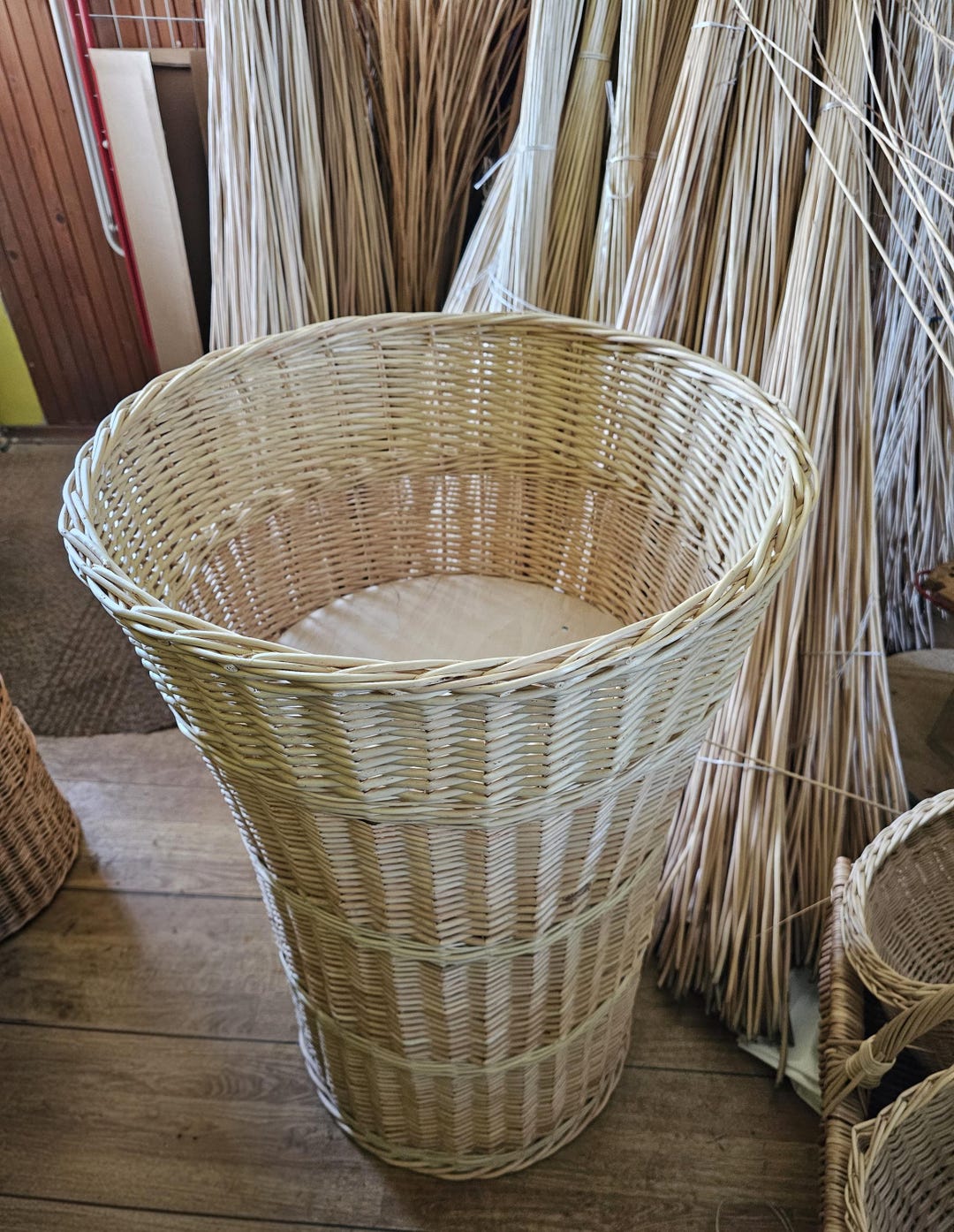Tall Round Wicker Display Basket – Extra Large Willow Floor Storage ...