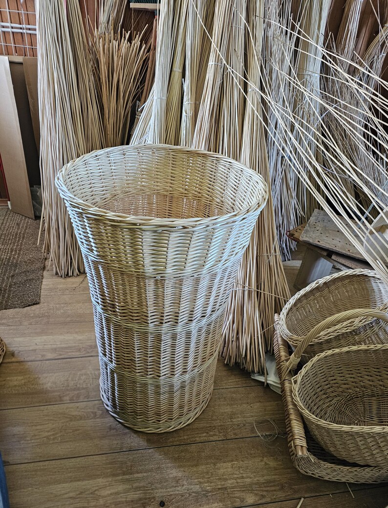 Tall Round Wicker Display Basket – Extra Large Willow Floor Storage ...