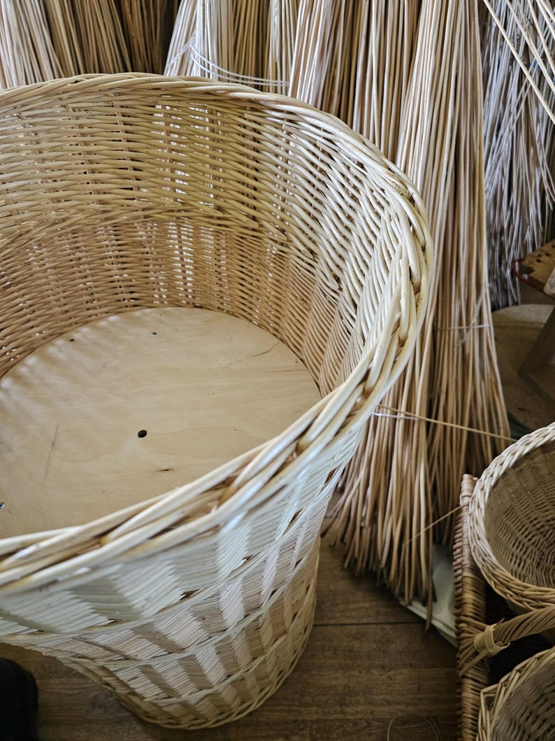 Tall Round Wicker Display Basket – Extra Large Willow Floor Storage ...