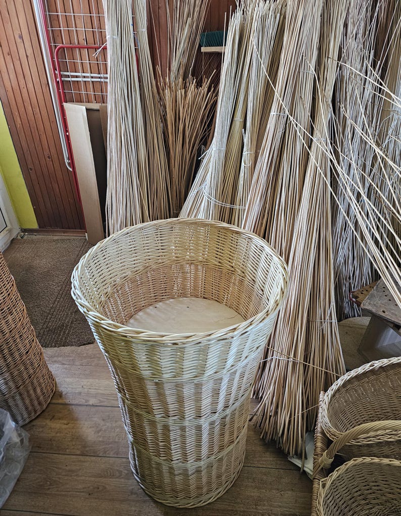 Tall Round Wicker Display Basket – Extra Large Willow Floor Storage ...