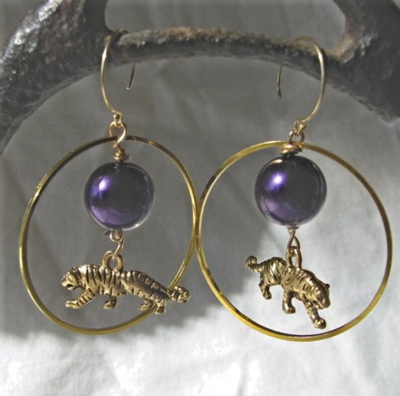 LSU Tiger Hoop Earrings | Etsy
