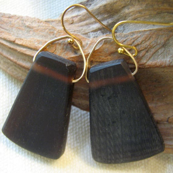 Faux Horn and Gold Earrings - Etsy