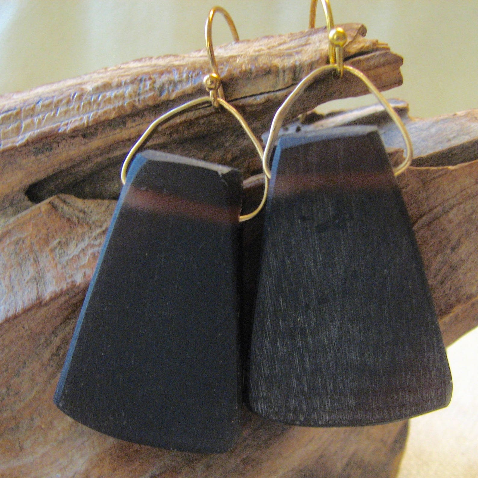 Faux Horn and Gold Earrings - Etsy