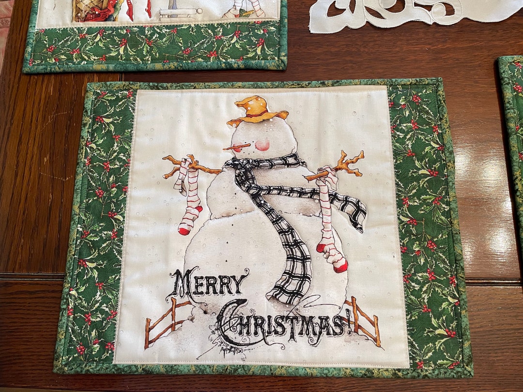 Snowman Placemats, Quilted Placemats, Christmas Placemats, Holiday ...