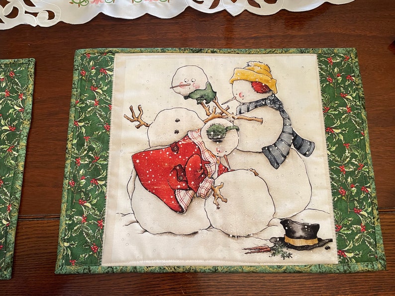 Quilted Snowman Christmas Placemats: Holiday Table Decor - Etsy