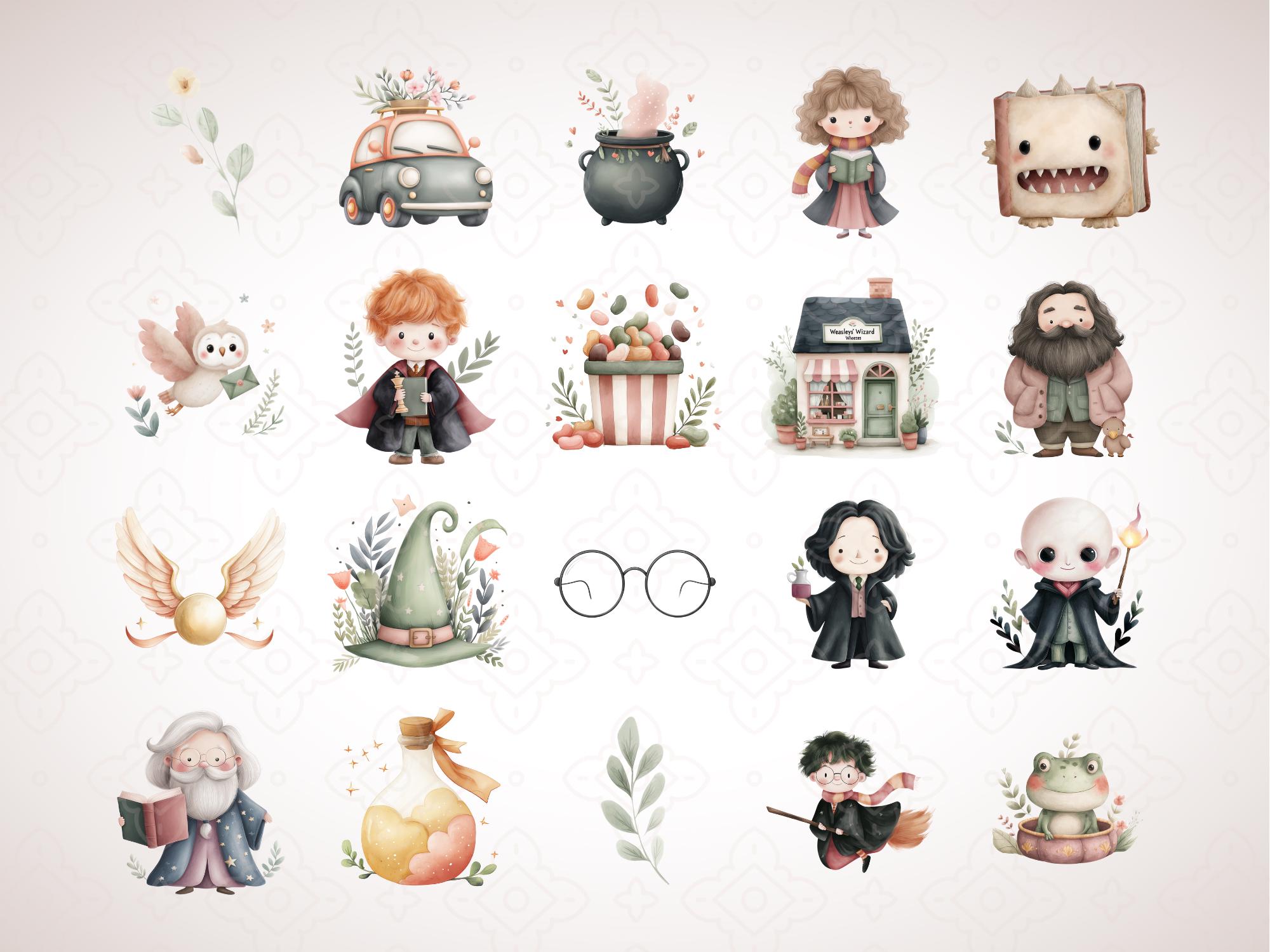 Wizard School Clipart Bundle | Magical Kids Illustrations PNG | Cute ...