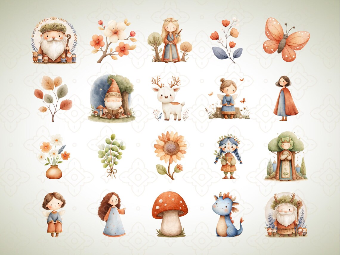 Celtic Fairy Tale Forest Clipart | Fantasy Woodland PNG Bundle | Kids ...