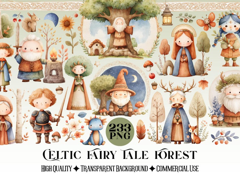 Celtic Fairy Tale Forest Clipart | Fantasy Woodland PNG Bundle | Kids ...