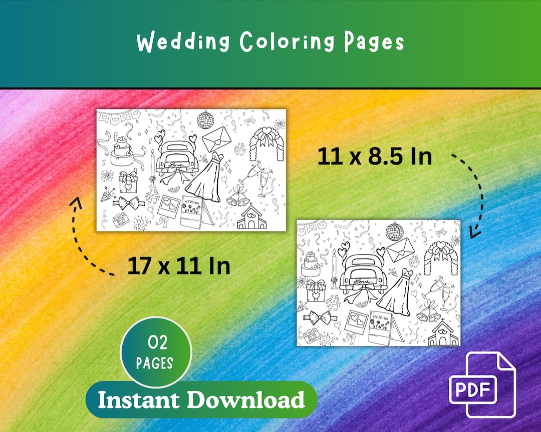 Kids Wedding Coloring Page: Printable Activity (PDF Download, 11x8.5 ...