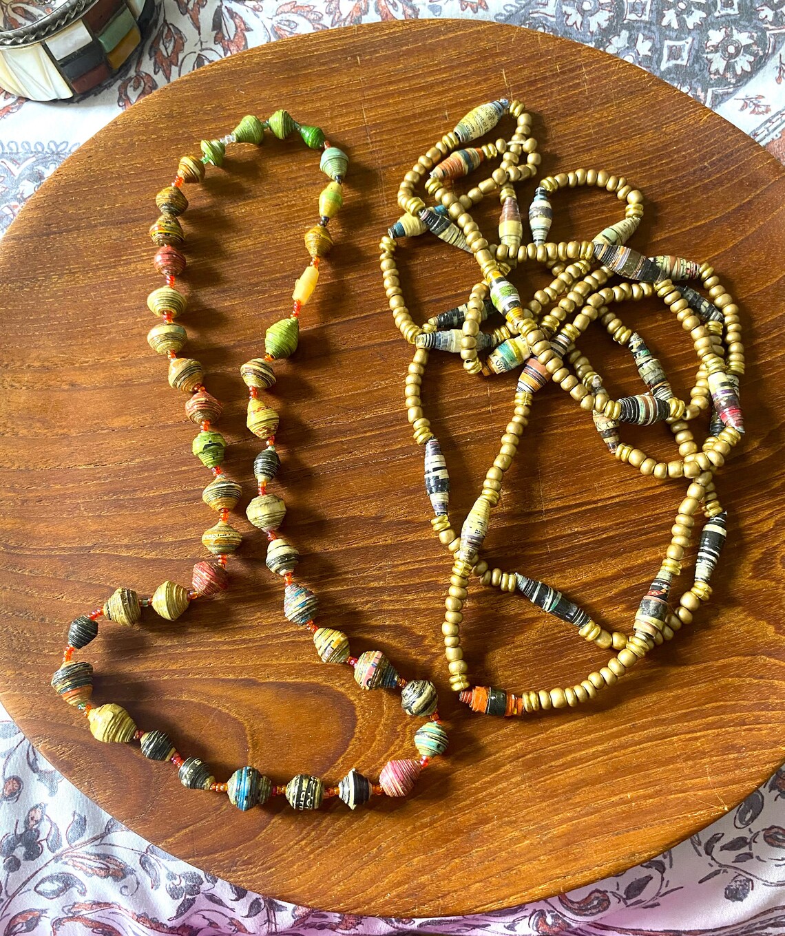 Mish Mosh - Costume Necklaces - Set of 4 - Rolled Paper Beads, Wood ...