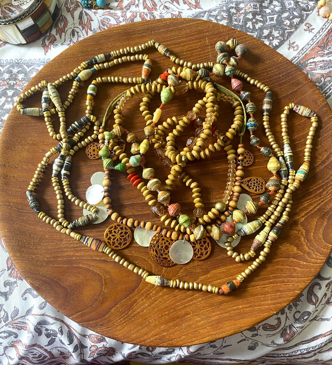 Mish Mosh - Costume Necklaces - Set of 4 - Rolled Paper Beads, Wood ...