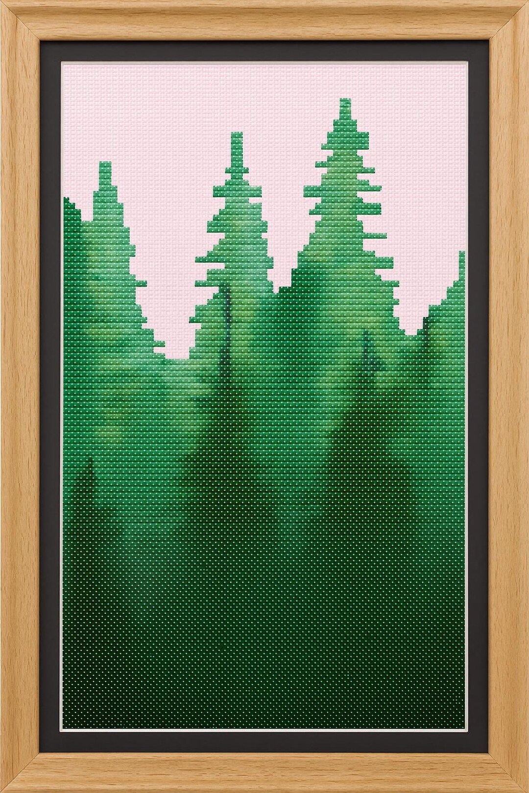 Evergreen Forest Cross Stitch Pattern - Modern Nature Embroidery: Pine ...