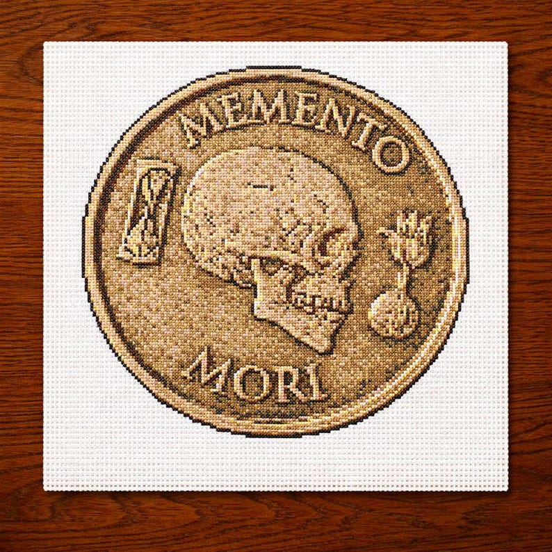 Memento Mori Skull Coin Cross Stitch Pattern – Skeleton Embroidery PDF ...