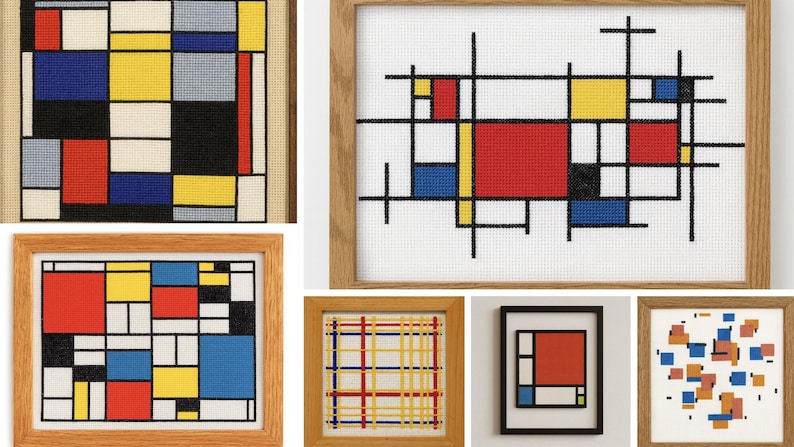 Mondrian Cross Stitch Pattern Bundle: Modern Art Embroidery (PDF ...