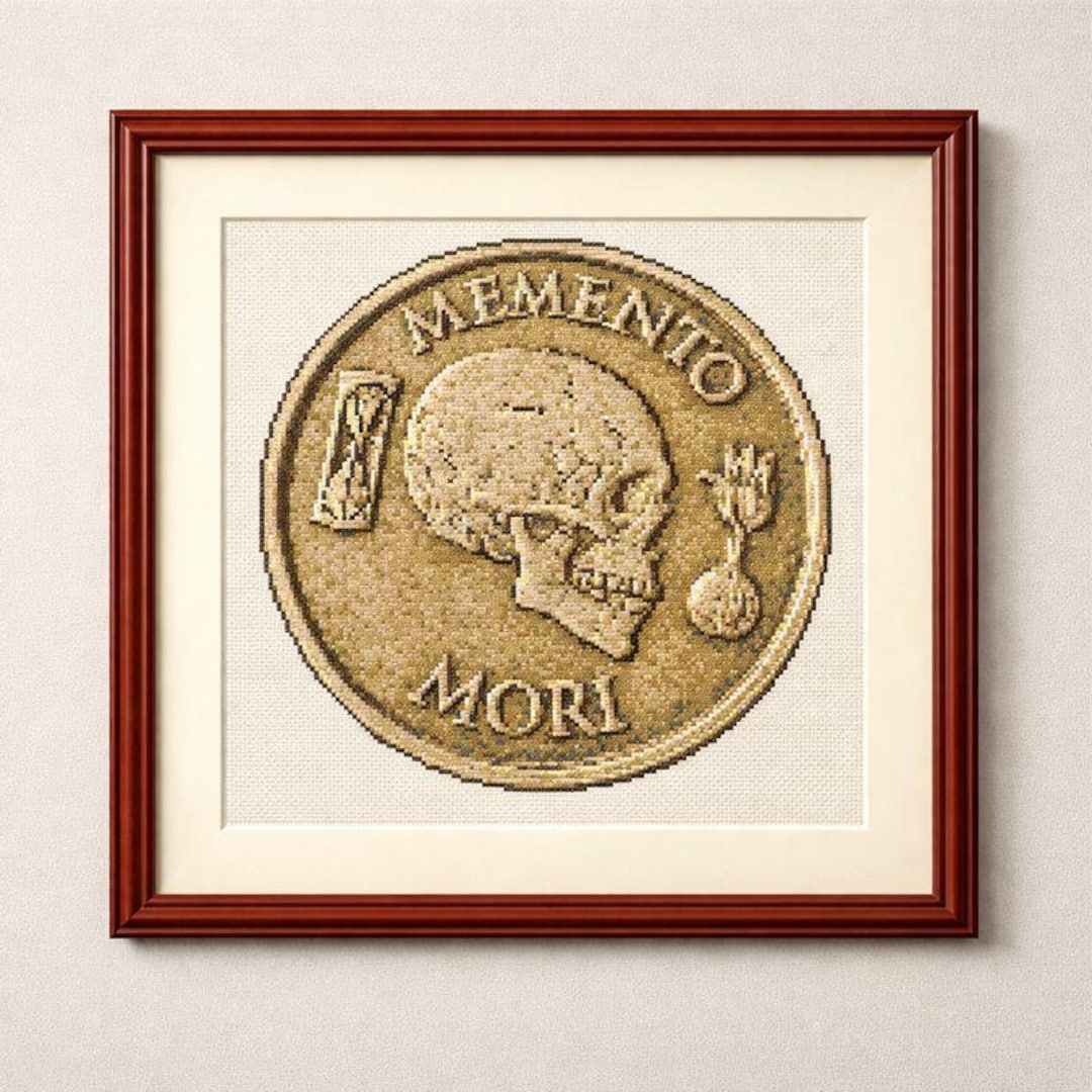 Memento Mori Skull Coin Cross Stitch Pattern – Skeleton Embroidery PDF ...