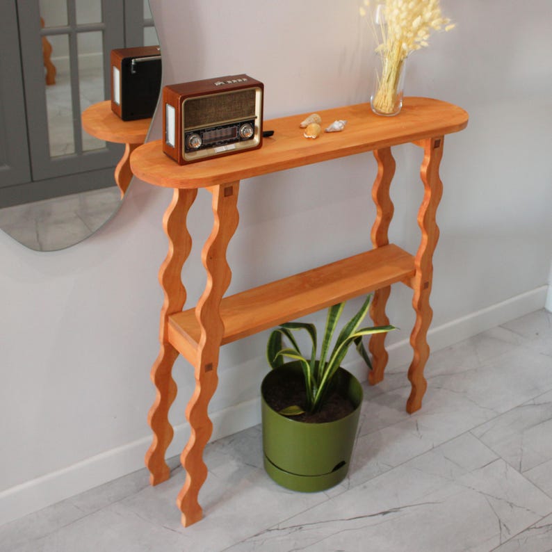 Slim Entryway Console Table With Shelf | Narrow Wood Console Table for ...