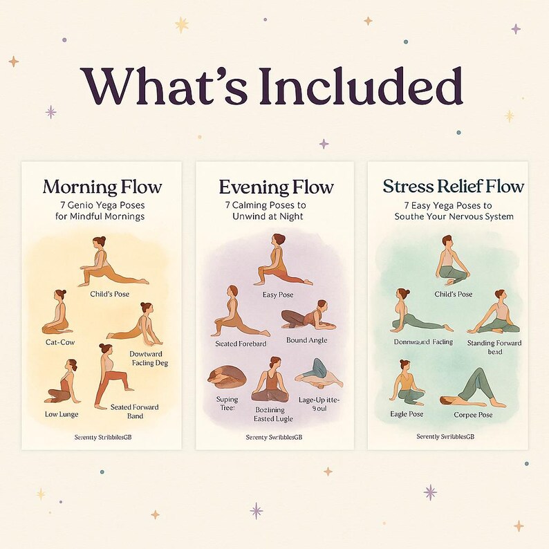 Printable Yoga Flow Poster Bundle | 3 Gentle Sequences for Morning ...