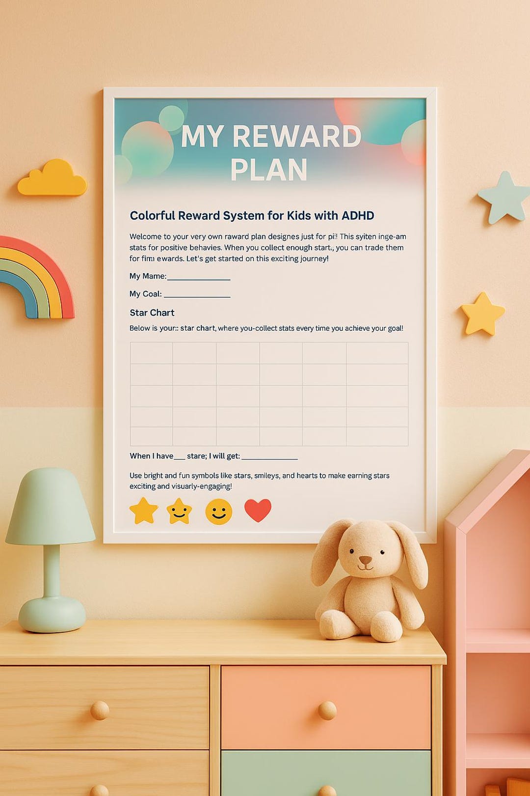 ADHD Kids Reward Chart Printable – Star Behavior Tracker & Goal Planner ...