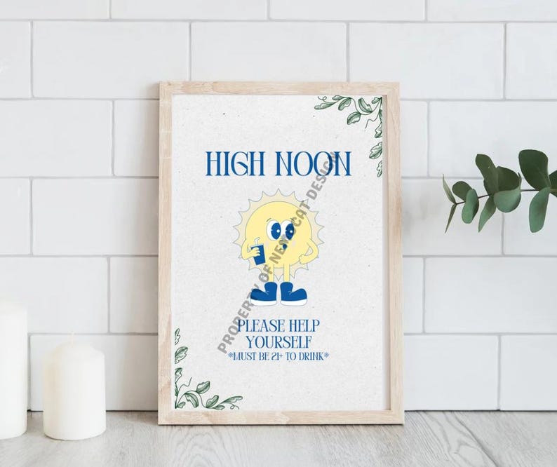 Retro Cooler High Noon Sign Poster | Grad Party Wedding Event Poster ...