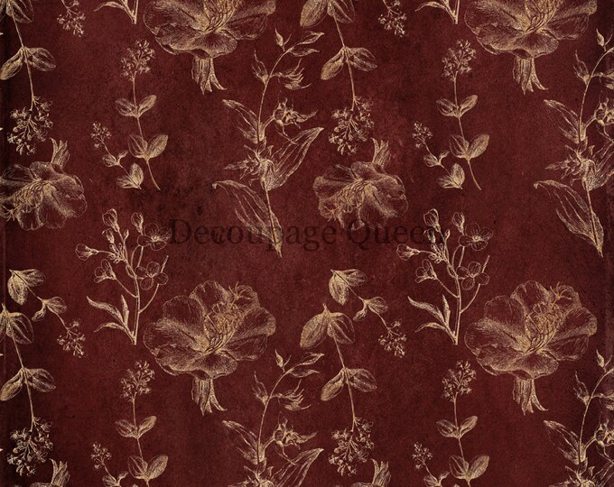 Rice Paper Red and Gold Floral Decoupage Queen A4 - Etsy