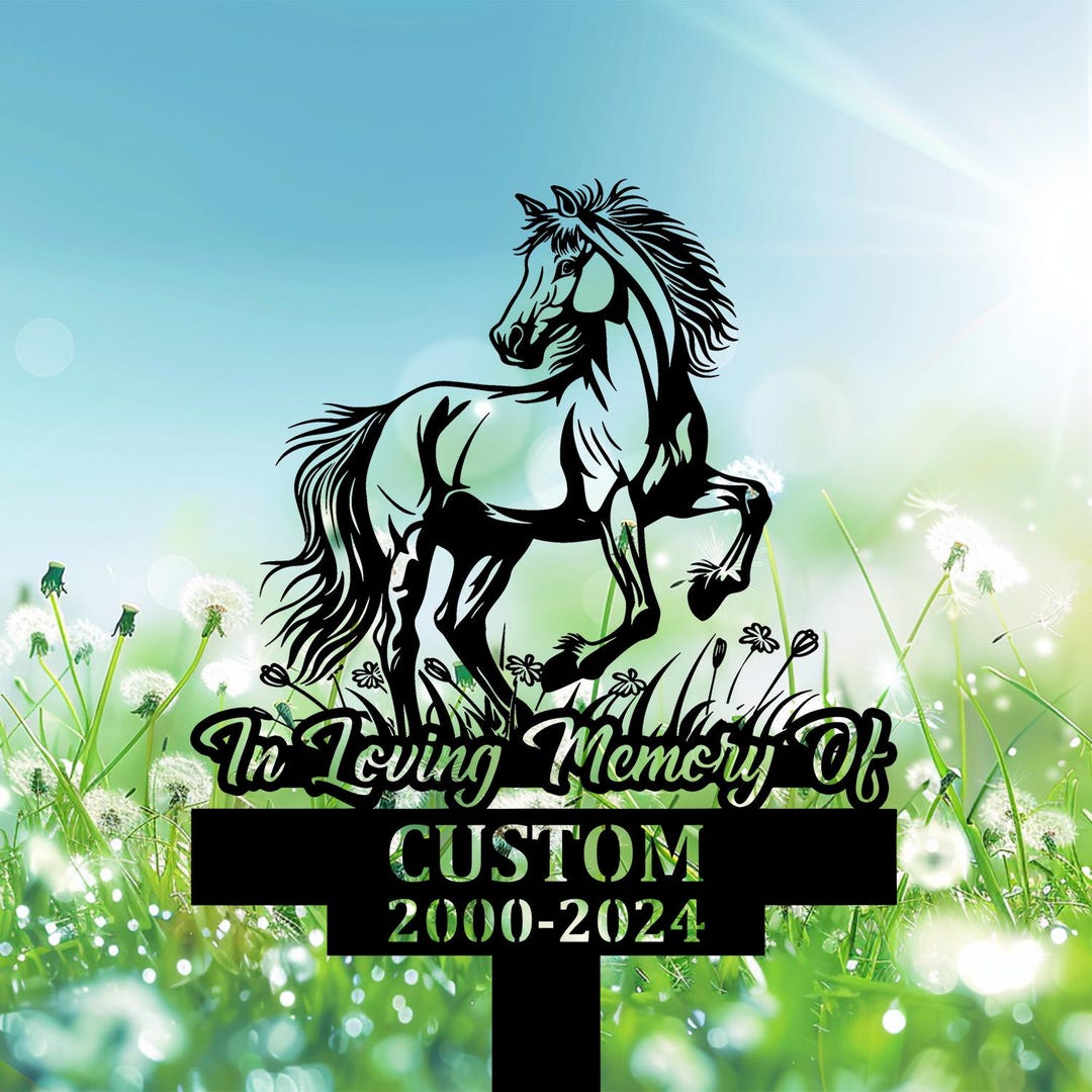 Personalized Pony Horse Grave Marker, Rearing Pony Memorial Stake ...